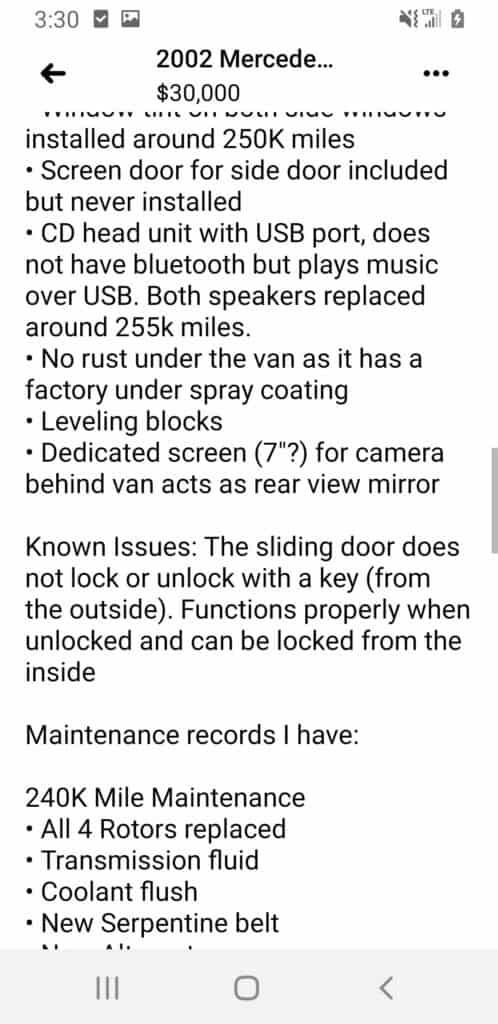 2002 Mercedes Sprinter 2WD - Vanlife Trader