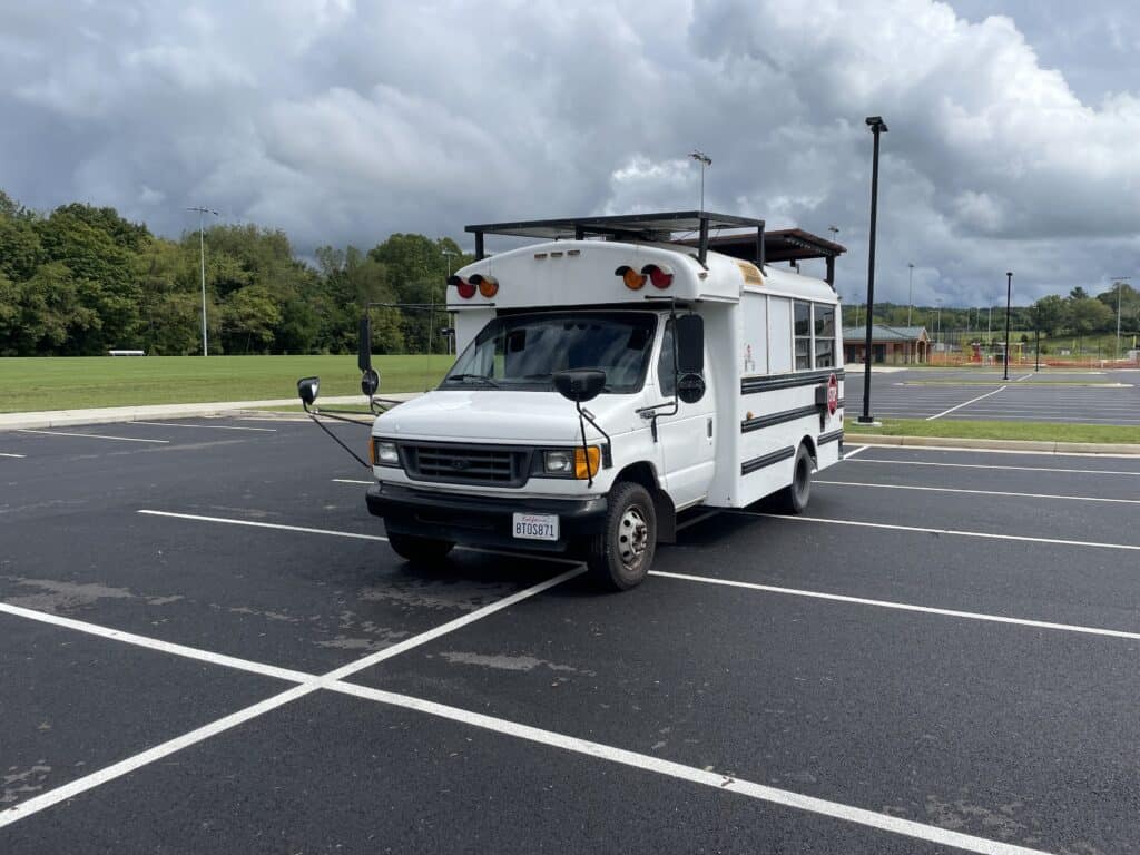 4-Window Short Bus | ’03 Ford e350 7.3L Diesel | Roof Deck & 600w Solar ...