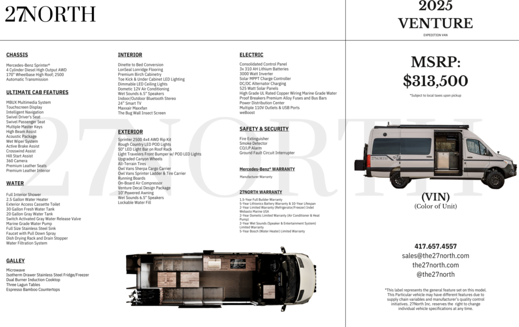 2024 Mercedes Venture Sprinter AWD By 27North - Vanlife Trader